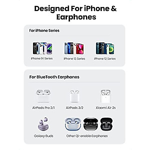 UGREEN 2-in-1 Magnetic Wireless Charging Station, Compatible with MagSafe Charging Stand, Wireless Charger with 3 FT USB-C Cable for iPhone 14/13/12 Series and AirPods Series (No AC Adapter)