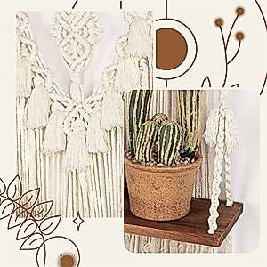 ANROYE 1 TierAND 2 Tier Macrame Boho Wall Hanging Shelf, Handmade Bohemian Wooden Woven Plants Floating Shelves Decor, Mini Chic Rope Crystal Holder Organizer