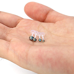 Jovivi 8pcs 2-5mm Created-Opal Labret Monroe Lip Rings Tragus Helix Earring Studs Piercing Jewelry 16G 5/16" 8mm