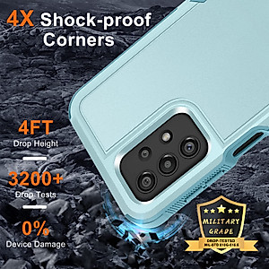 for Samsung Galaxy A23 5G/4G Case with Tempered Glass Screen Protector and Camera Lens Cover,Heavy Duty Rugged Shockproof Full Body Protective Phone Cover,Mint Green