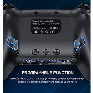 Switch Controller, Wireless Switch Controller Compatible with Switch Controller/Switch Lite/OLED, Wireless Switch Controllers Work with iOS/Android/PC with RGB Light, Programmable, TURBO & Wakeup