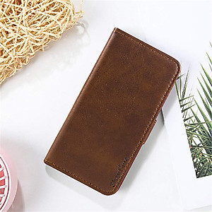 Shantime Oppo Reno 6 Pro 5G Case, Leather Wallet Case with Cash & Card Slots Soft TPU Back Cover Magnet Flip Case for Oppo Reno 6 Pro 5G Brown