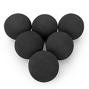 Stanbroil Ceramic Fire Balls - 5” Round Fire Stones for Fire Pit Fire Bowl and Fireplace - Set of 6, Black