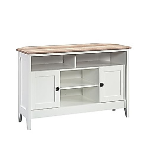 Sauder August Hill Corner TV Stand, Soft White Finish