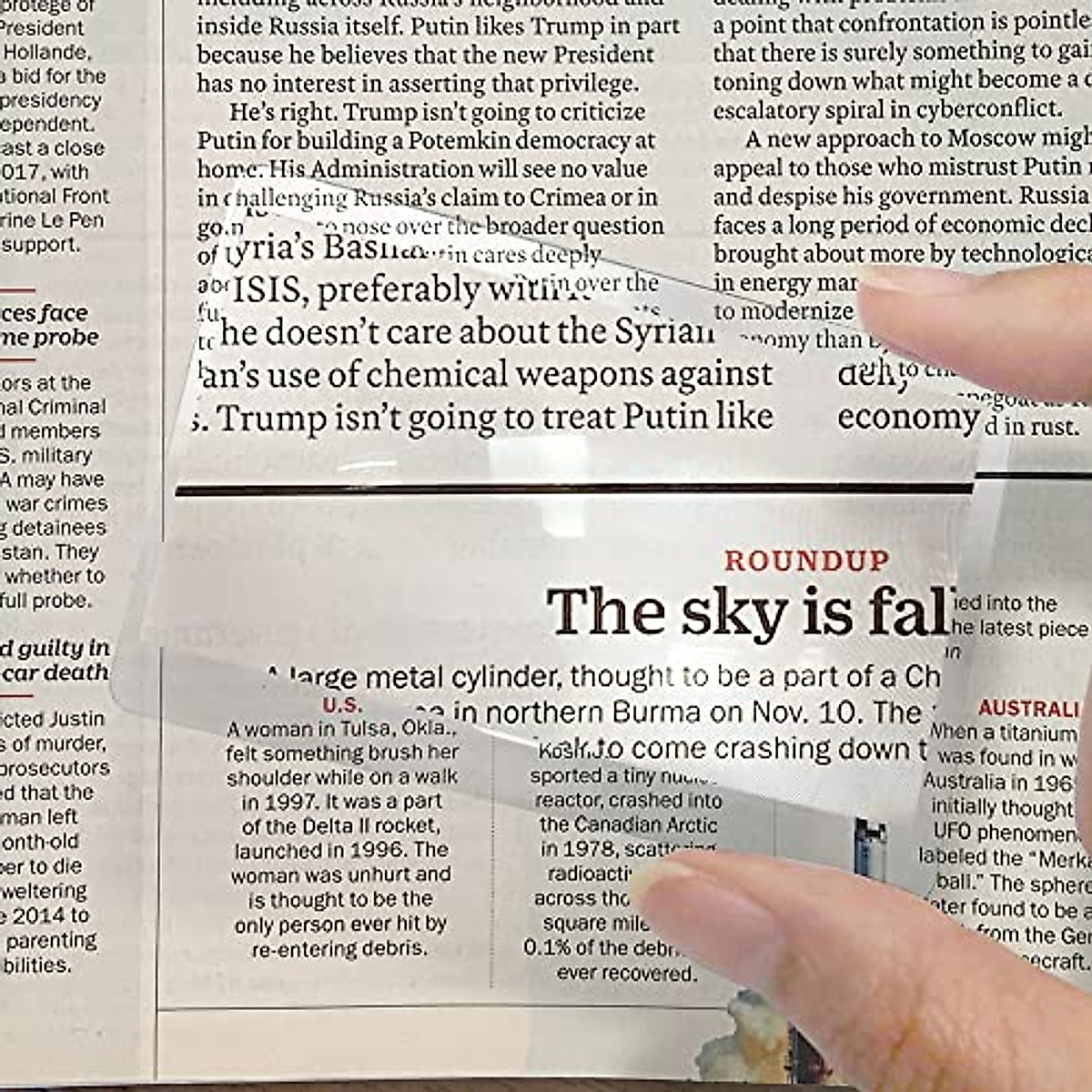 MAGDEPO 2X Large Area Magnifying Sheet Rigid Acrylic Full Page for Reading Books, Maps, Newspapers, DIY Solar Concentrator/Projection/Computer Screen Enlarger