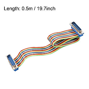 uxcell® IDC Rainbow Wire Flat Ribbon Cable DB25 Male to DB25 Male Connector 2.54mm Pitch 19.7inch Length