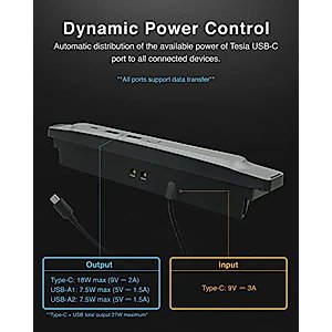 JOWUA Mini LED Hub Bar Compatible for 2021-2023 Tesla Model Y & Model 3 USB-C, USB-A,