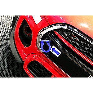 iJDMTOY Blue Track Racing Style Tow Hook Ring Compatible with BMW 1 2 3 4 5 X1 X3 X4 X5 X6 Series, Compatible with Mini Cooper F54 F55 R60 R61, Made of Lightweight Aluminum