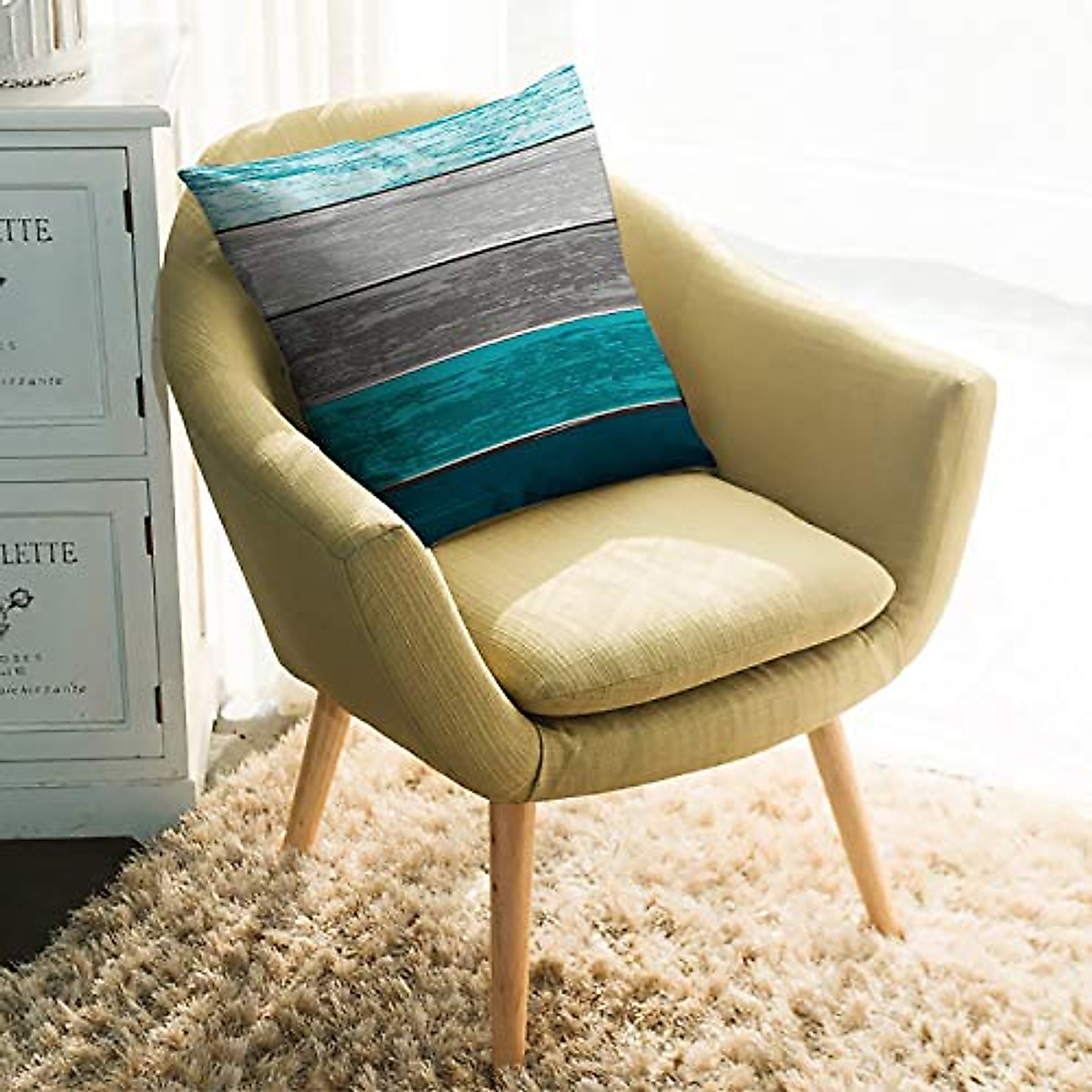 SIGOUYI Soft Sofa Throw Pillowcase Cover 20x20in, Farm Gradient Blue Grey Wooden Plank Modern Cotton Linen Throw Pillow Cover Cushion Case for Living Room Bed Couch Decorations