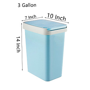 Plastic Garbage Can 3 Gallon Small Wastebasket Narrow Garbage Can with Lid Rectangle Trash Can for Kitchen, Bathroom, Bedroom, Home Office, Craft Room, Dorm Room, Powder Room (Navy blue)
