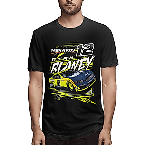 Ryan Blaney 12 Men's T-Shirt Crewneck T-Shirt Printing Performance Classic Short Sleeve Black