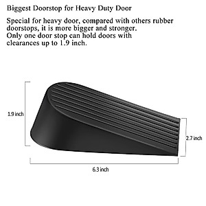 Big Door Stopper 2 Packs Heavy Duty Wedge Rubber Door Stop Works on All Floor Surfaces Height up to 1.9 Inches Non-Scratching Doorstops Special for Home Office School Heavy Door (Black)