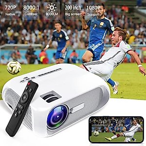 Staratlas Mini Projector 2022 Upgraded Portable Projector,9000 Lumen 50000 Hours Multimedia Home Theater Movie Projector,Compatible with iOS/Android Full HD 1080P HDMI,VGA,USB,AV,Laptop,Smartphone…