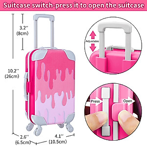 21pcs 18 Inch Doll Clothes and Accessories for Doll School Play Set Includes Suitcase, Clothes, Sticker, Class Schedule Card, Comb, Mirror, Eraser, Calculator, Nail File Buffer, Pencil, Ruler