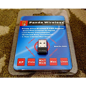 Panda Ultra 150Mbps Wireless N USB Adapter - Windows XP/Vista/7/8/8.1/10, Mac OS X 10.4-10.10, Mint, Ubuntu, Fedora, openSUSE, BackTrack5 R3, Kali Linux and Raspberry Pi 1/Pi 2
