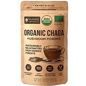 Organic Chaga Mushrooms Powder - Fine Powder to Make Chaga Tea for Immune Defense and More Energy, Organic Chaga is Wild Grown and Sustainably Harvested in Europe, Certified USDA Organic, 100 servings