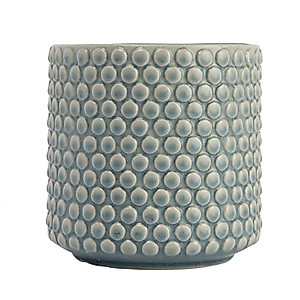 Bloomingville Coastal Stoneware Pot with Raised Dots and Crackle Glaze, Sky Blue, 6"