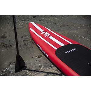 Tower iRace Inflatable 12’6” Stand Up Paddle Board - (6 Inches Thick) - Universal SUP Wide Stance - Premium SUP Bundle (Pump & Adjustable Paddle Included) - Non-Slip Deck