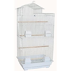 YML A6894 3/8" Bar Spacing Tall Villa Top Small Bird Cage, White, 18" x 14"
