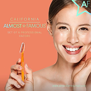 Almost Famous Face Exfoliator Beauty Razors For Face Hair Removal for Women, Orange (Pack of 6)