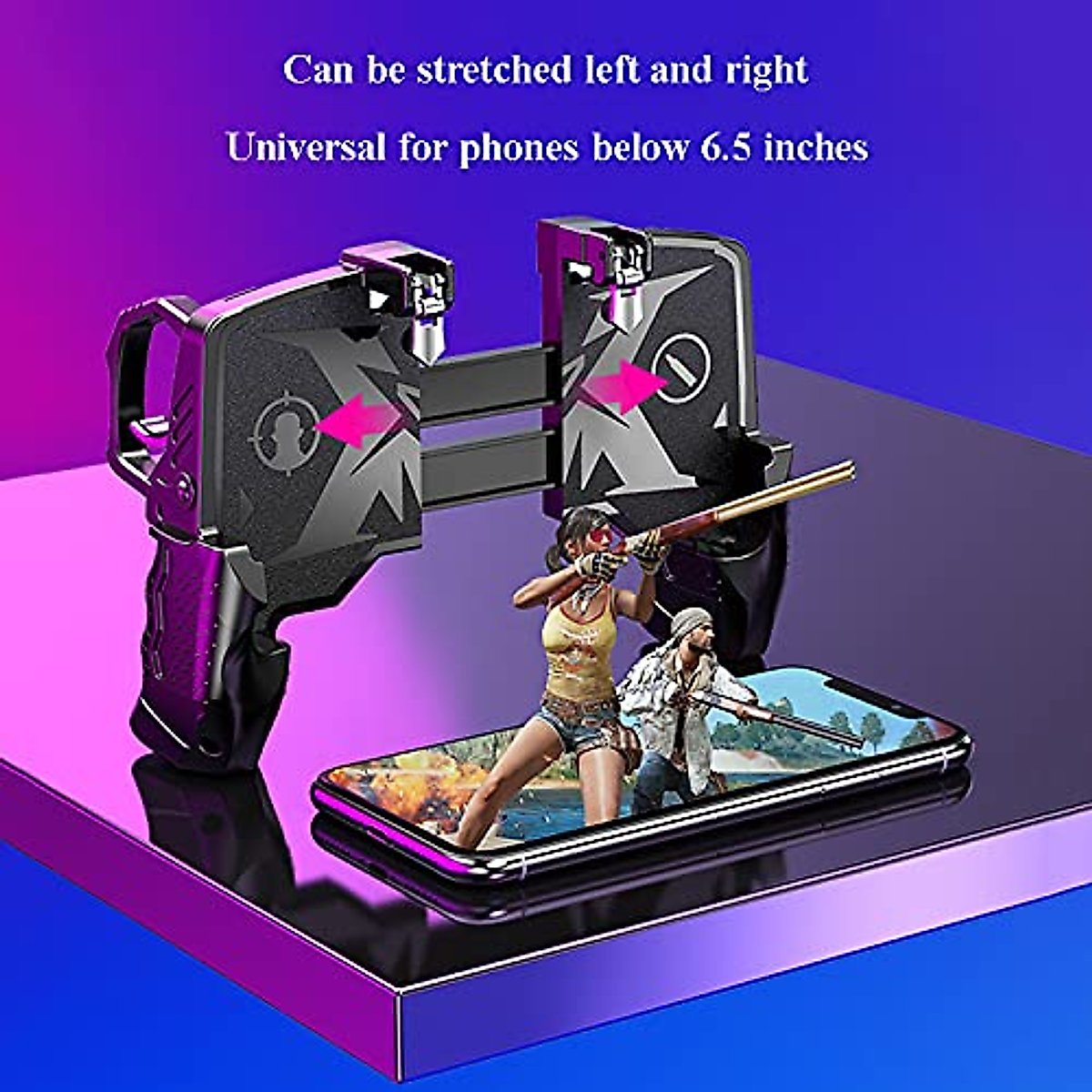 Mobile Trigger Controller Joystick, Metal Control Bar Game Controller,Upgrade Version Gaming Keys Buttons for Phone Game (Black)