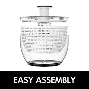 Smile mom Salad Spinner Large Lettuce Spinner Kitchen Gadgets, Large Salad Spinner Vegetable Washer, High Efficiency for Kitchen Washing & Drying Leafy Vegetables, One-Handed Easy Press 6.3 Qt White