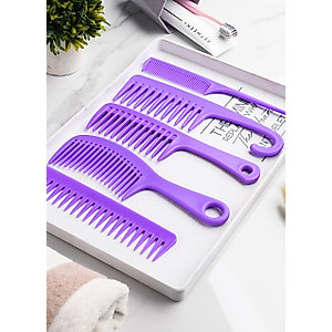 5 Pcs Hair Comb Set, Wide Tooth Detangling Comb,Large Shower Comb with Hook，Fine Tooth Rat Tail Comb Professional Styling, No Handle Women Brush For Curly, Wet, Dry, Long and Thick Hair.