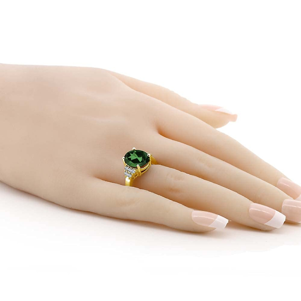 Gem Stone King 18K Yellow Gold Plated Silver Green Mystic Quartz and White Topaz Ring For Women (4.40 Cttw, Available In Size 5, 6, 7, 8, 9)