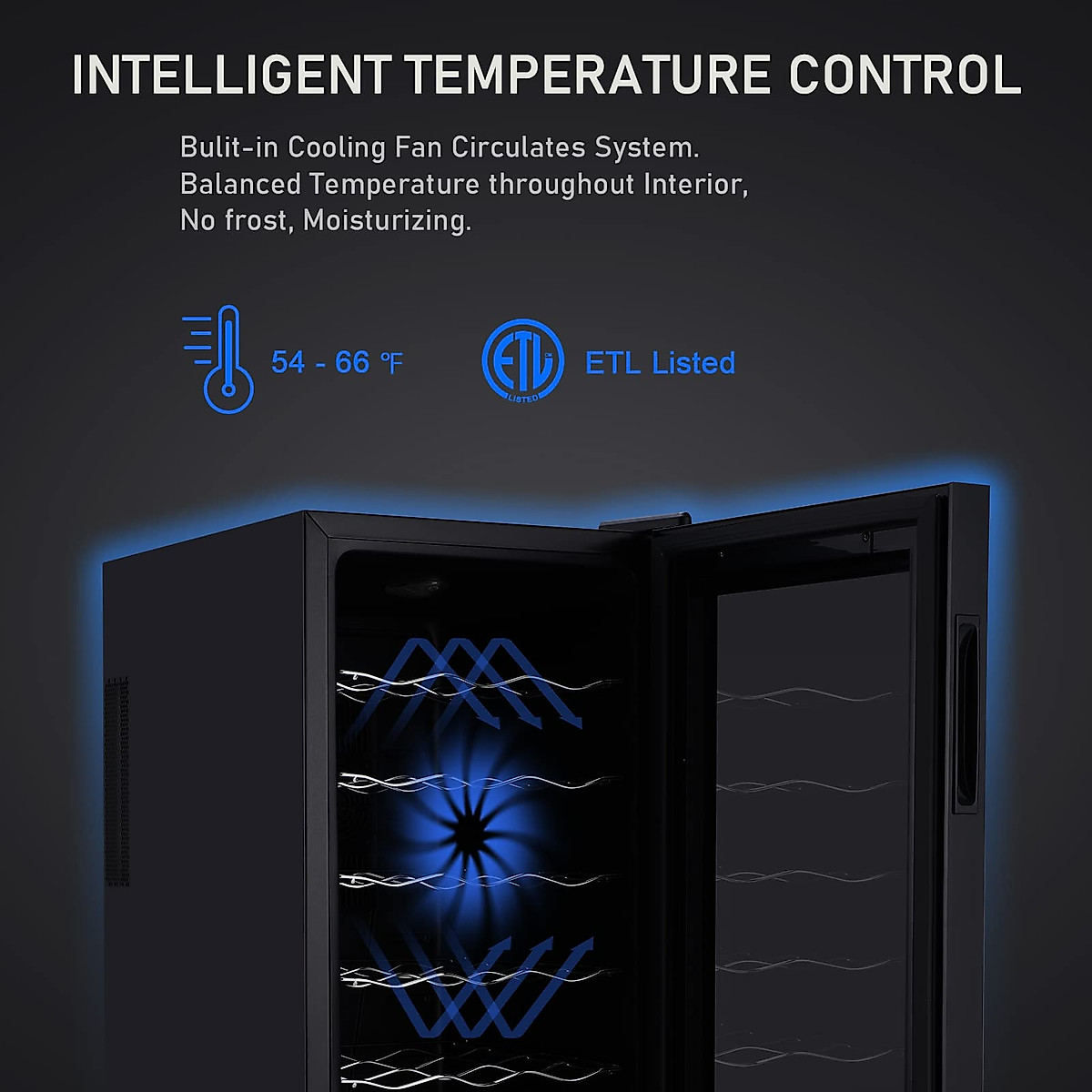 JINJUNYE 15-18 Bottle Wine Fridge, Wine Coolers for Home Freestanding with Touch Screen Digital Temperature Control, Wine Refrigerator for Red White Wine, Champagne, Sparking, Beer