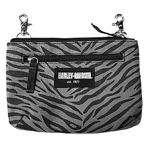 Harley-Davidson Women's Zebra Print Cotton Canvas Hip Bag w/Strap- Gray & Black
