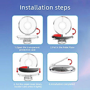 Teyomi 2 in 1 Carrying Case for Pokémon GO Plus + 2023 with Carabiner, Clear Hard Case for Pokemon Go Plus Plus with Clip, Protective Shockproof Hardshell Portable Organizer with Hand Strap(Black)