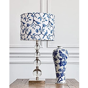 Tristan Home Premium Blue and White Floral Cylinder Drum Lamp Shade Spider Fitting 13x13x9 Inches