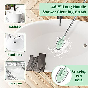 DALIPER Shower Scrubber with Long Handle for Cleaning, 2 in 1 Tub and Tile Scrubber, Interchangeable Scrub Brush Attachment for Cleaning Bathroom Bathtub Floor Wall