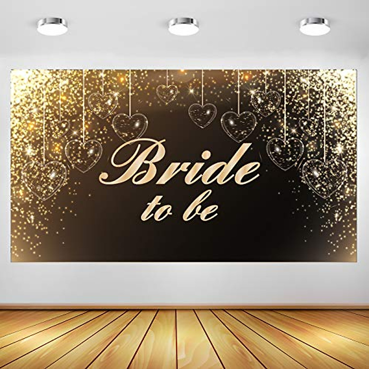 Belrew Durable Bride to Be Backdrop Banner, Bridal Shower, Engagement, Bachelorette Party Backdrop, Wedding Party Background Decoration - Gold 6ft x 3ft