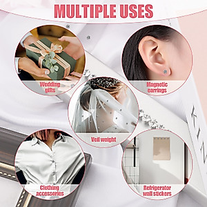 24pcs Veil Weights Wedding Magnetic Diamonds, Elegant Shiny Rhinestones Crystals Hijab Magnets for Clothes Scarves Women Girls Bridal Cathedral Wedding Dress Veil Accessories