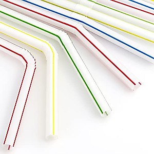 200 Bendable Disposable Drinking Straws - Flexible Straws - Bendy Straws Disposable - Plastic Straws Bendable - Classic Straws - Straws disposable- Straws Drinking Plastic