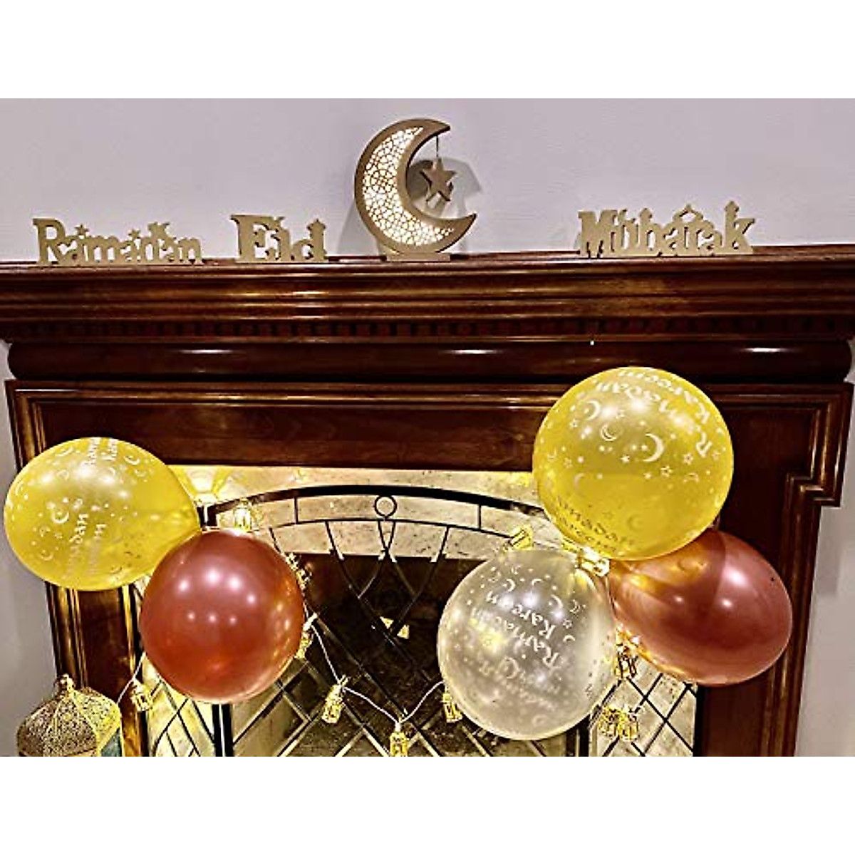 Ramadan Eid Mubarak Moon Star Desktop Shelf Table top Decoration for Home Office Classic Decor Products (Ramadan + Eid + Mubarak)