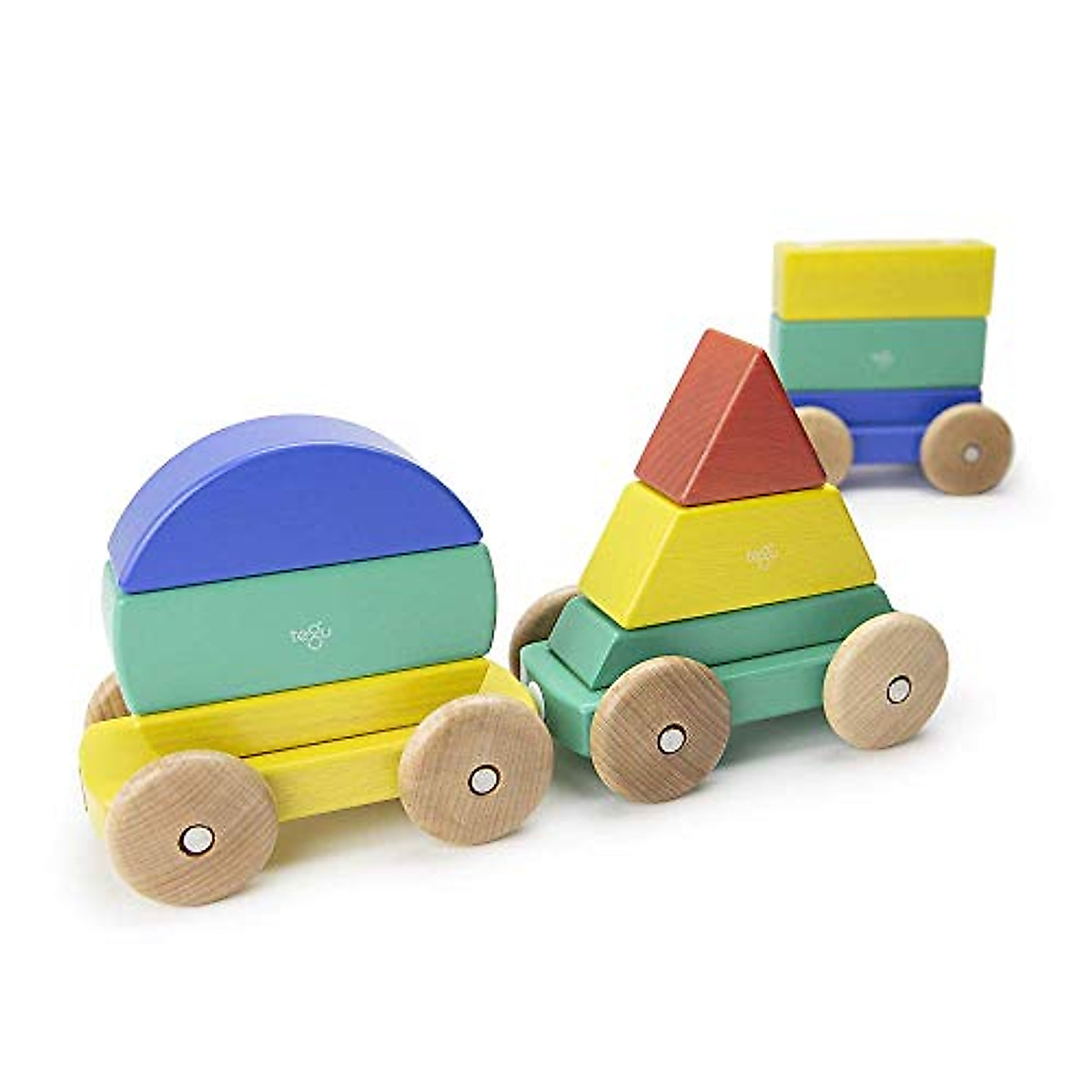9 Piece Tegu Magnetic Shape Train Building Block Set, Rainbow