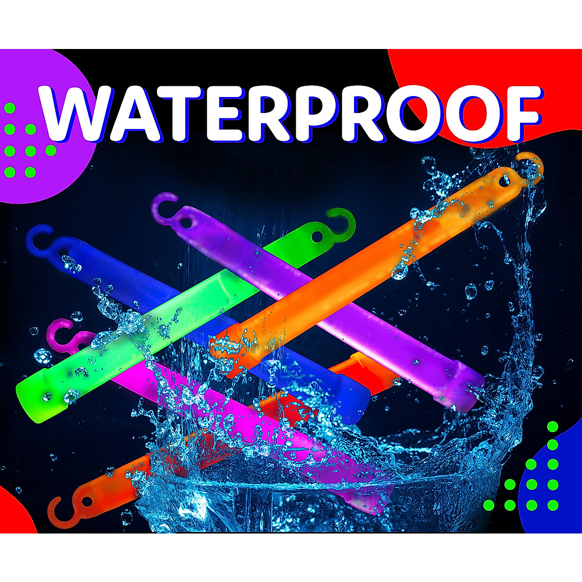 PartySticks Glow Sticks Party Supplies for Kids and Adults (25pk Assorted) - 6 Inch Bulk Glow Light Up Sticks Party Favors, Glow in the Dark Party Decorations, Waterproof Nontoxic Glow Necklaces