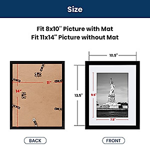ENJOYBASICS 11x14 Picture Frame, Display Poster 8x10 with Mat or 11 x 14 Without Mat, Wall Gallery Photo Frames, Black, 2 Pack