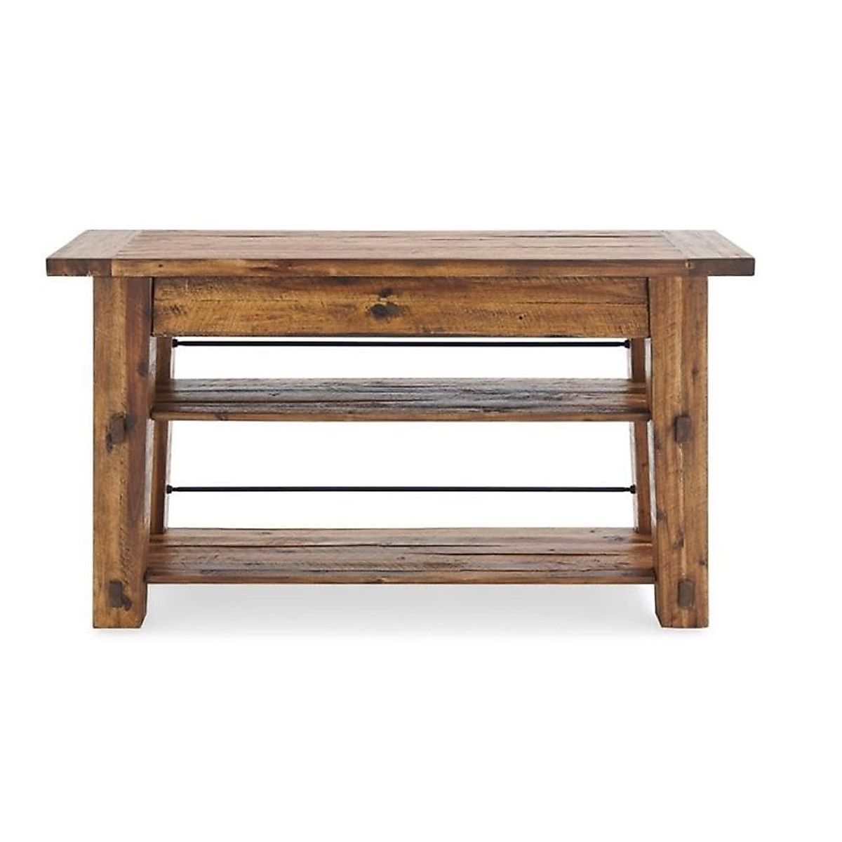 Alaterre Furniture Durango 54-Inch Industrial Wood Console Table with Two Open Shelves for 60-Inch TV, Decorative Industrial Farmhouse Style Design, Solid Wood Tabletop, and Natural Grain Knots