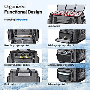 Maelstrom Soft Cooler Bag,Soft Sided Insulated Hard-Bottom Beach Ice Chest Large Leakproof Camping Portable Travel Cooler for Camping,Grocery Shopping,Gray,40 Can