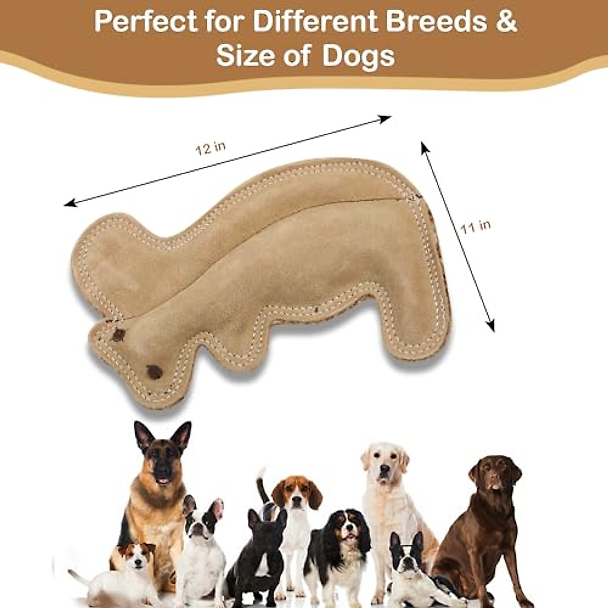 SPOT Dura-Fused Leather Squirrel - Dog Toy with Squeaker, Made With Real Leather and Jute Fabric, Interactive Toy for Aggressive Chewers, Durable Squeaky Toy for Dogs and Puppies, Small - 8in