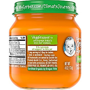 Gerber Organic 2nd Foods Baby Food Apple Sweet Potato & Carrot with Cinnamon (Pack of 4)