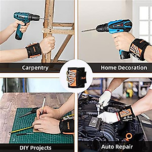 HKETFG Magnetic Wristband - Men & Women's Tool Bracelet with 10 Strong Magnets to Hold Screws, Nails and Drilling Bits - Gift Ideas for Dad, Husband, Handyman or Handy Woman﻿