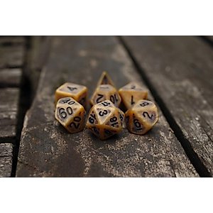 DND Dice Set Ancient RPG Dice for Dungeons and Dragons(D&D) Pathfinder MTG Tabletop Role Playing Game Polyhedral 7-Die Dice Group (Coffee Brown)