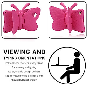 Simicoo Samsung Galaxy Tab A 8.4 Kids case Cute Butterfly Case with Stand for Kids Light Weight EVA Rugged Shockproof Heavy Duty Kids Friendly Full Cover for Samsung Tab A 8.4 2021 2020 (Rose)