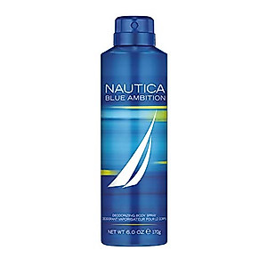Nautica Blue Ambition Deo Body Spray 6 fl oz (Pack of 1), Notes of Basil, Jasmine, and Cedarwood, Men's Fragrance, Long Lasting, Everyday Fragrance