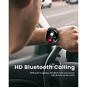 LIGE Smart Watch for Men Bluetooth Call Answering, Fitness Tracker Watch with Heart Rate/BP/Sleep Monitor Step Counter, 2023 1.3'' HD Full Touch Screen Waterproof Smartwatches for iPhone Android Black