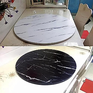 VERDDE Wooden Turntable 30in 40in 50in Large Rotating Lazy Susan Dining Table Serving Tray Wine Red Large Serving Plate ForHomes & Restaurants，360° Swivel，Silent，Smooth (Color : White marble color,